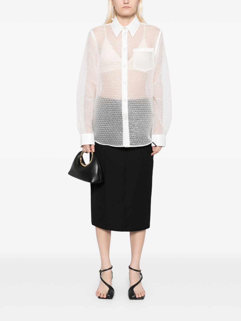 White bubblewrap semi-sheer shirt Helmut lang - women White bubblewrap semi-sheer shirt Helmut lang - women